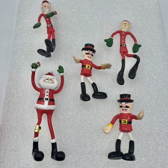 Holiday | Vintage Christmas Bendable Bendy Figures Holiday Toy Lot Of 5 ...